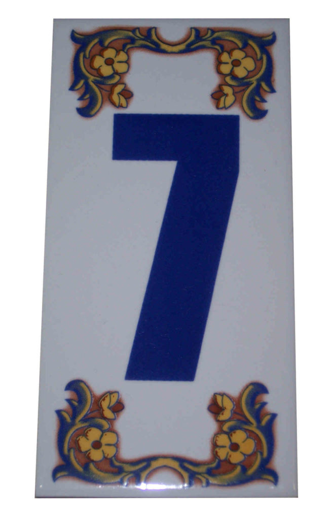 Decorative House Numbers Ceramic Tile number 7 - Treasure of Morocco