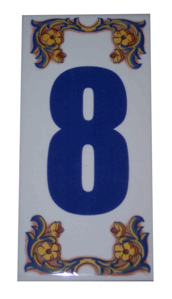 Decorative House Numbers Ceramic Tile number 8 - Treasure of Morocco