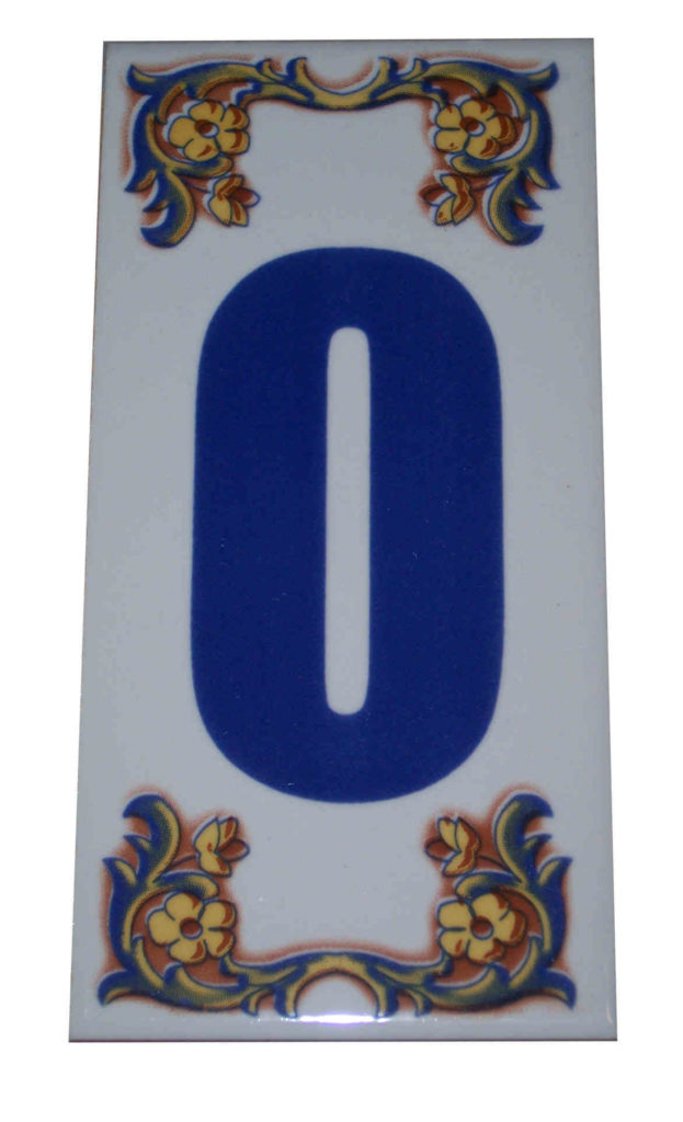 Decorative House Numbers Ceramic Tile number 0 - Treasure of Morocco