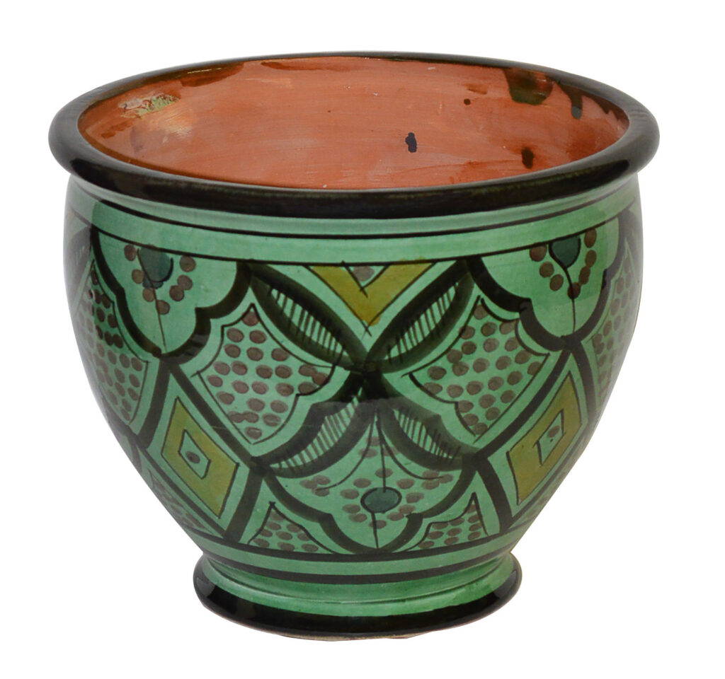 Safi Green Handmade Ceramic Large Flower Pot - Treasure of Morocco