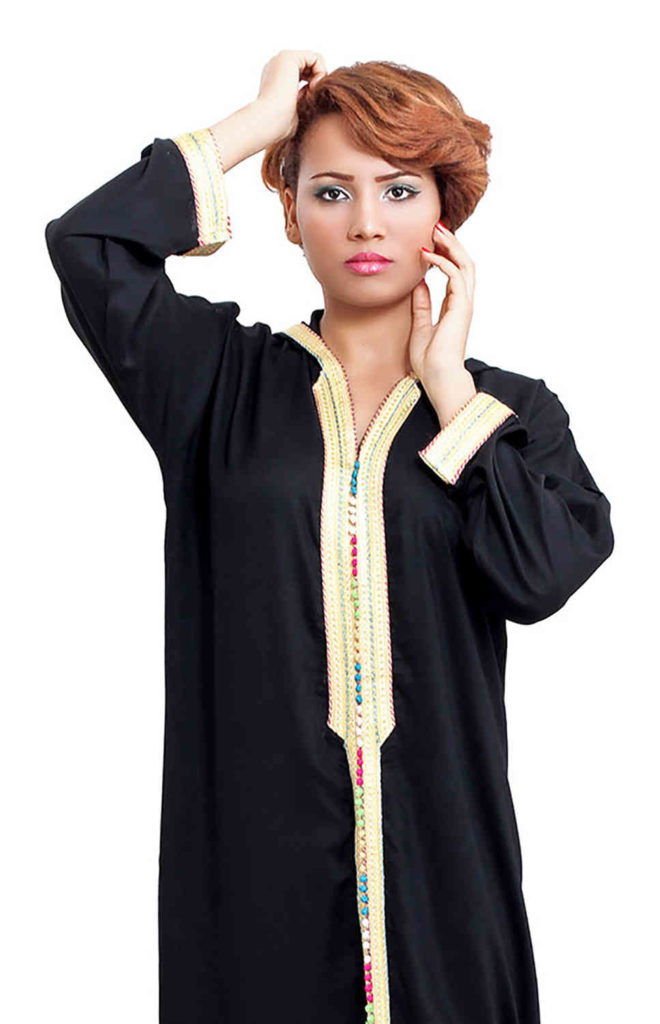 Black Moroccan Women Sara Djellaba - Treasure of Morocco