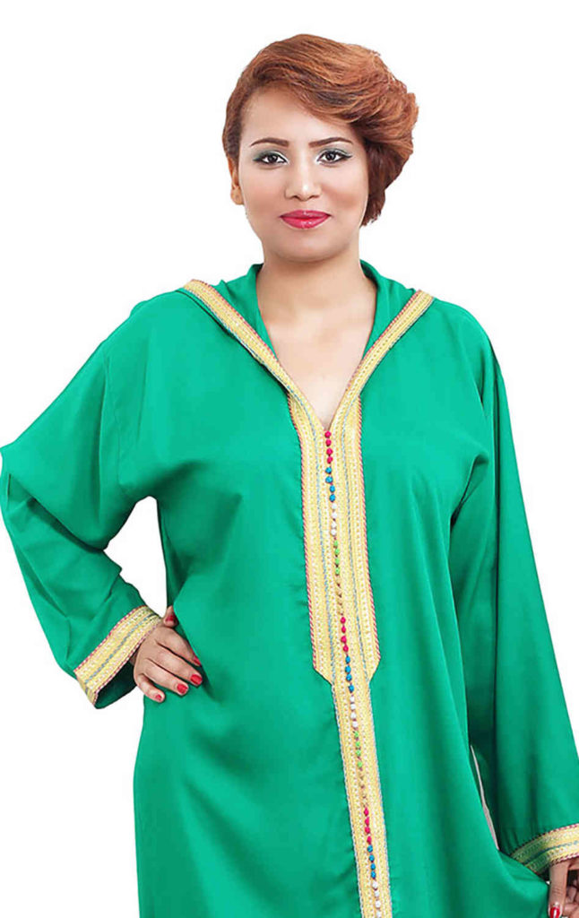 Green Moroccan Women Sara Djellaba - Treasure of Morocco