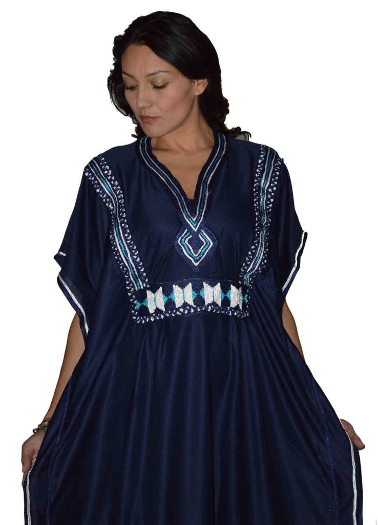 Fatima Navy Moroccan Woman Casual Kaftan - Treasure of Morocco