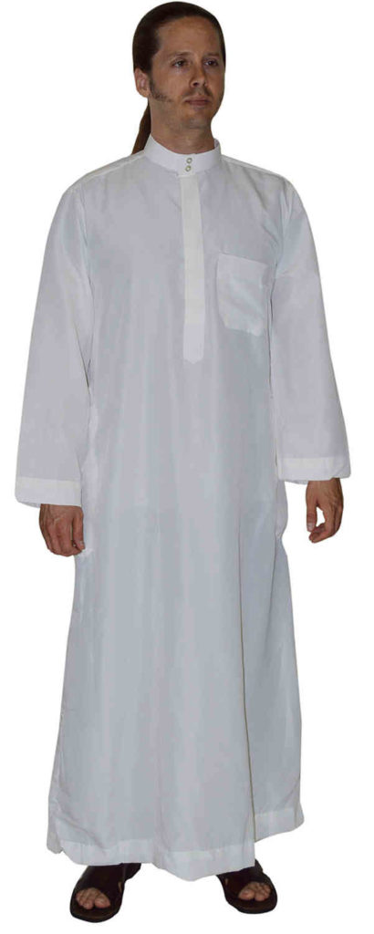 White with Collar Moroccan Saudi Style Embroidery Man Thobe - Treasure ...