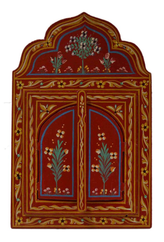 Handmade Wood Door Mirror Small Red - Treasure of Morocco