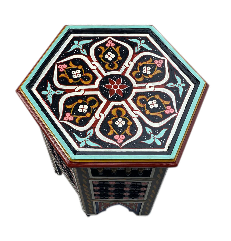 Moucharabi Wood Table Handmade Black - Treasure of Morocco