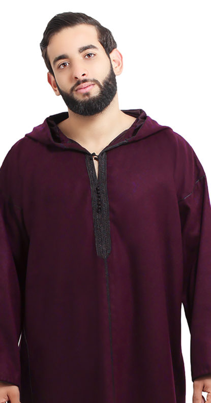 Burgundy Men Winter Djellaba - Treasure of Morocco
