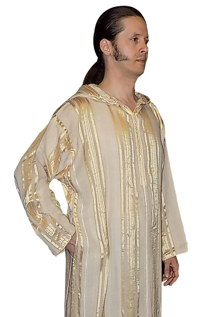 Beige with Gold Fancy Moroccan Men Djellaba X-large - Treasure of Morocco