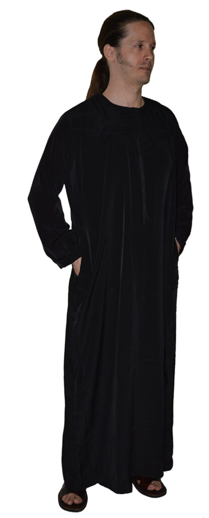 Black Moroccan Saudi Style Man Thobe - Treasure of Morocco