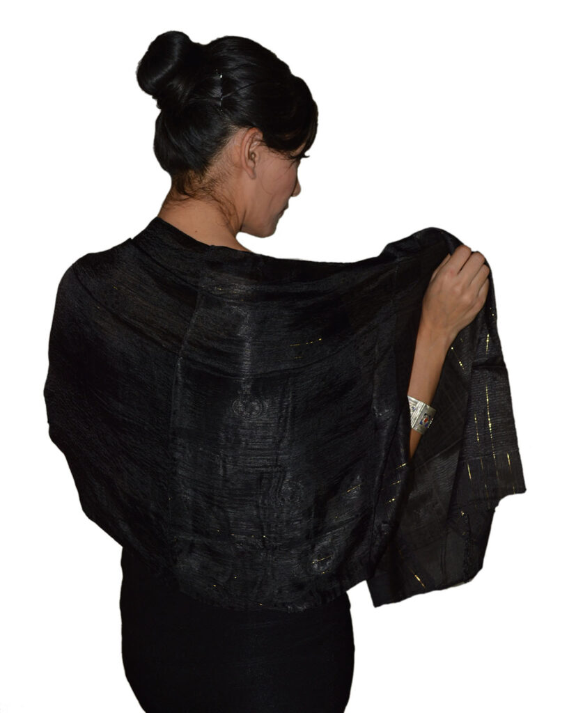 Fasia Black Silk Shawl - Treasure of Morocco