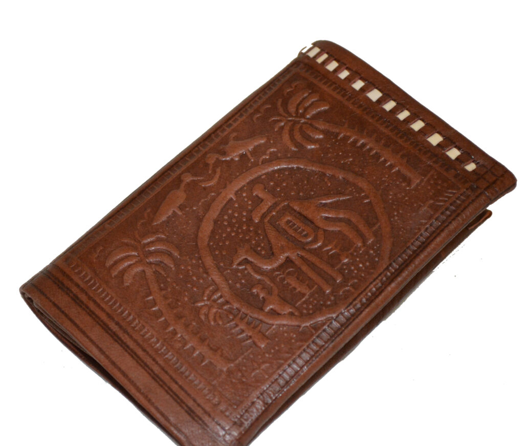 Medium Dark Brown Leather Bi-fold Handmade Wallet - Treasure of Morocco