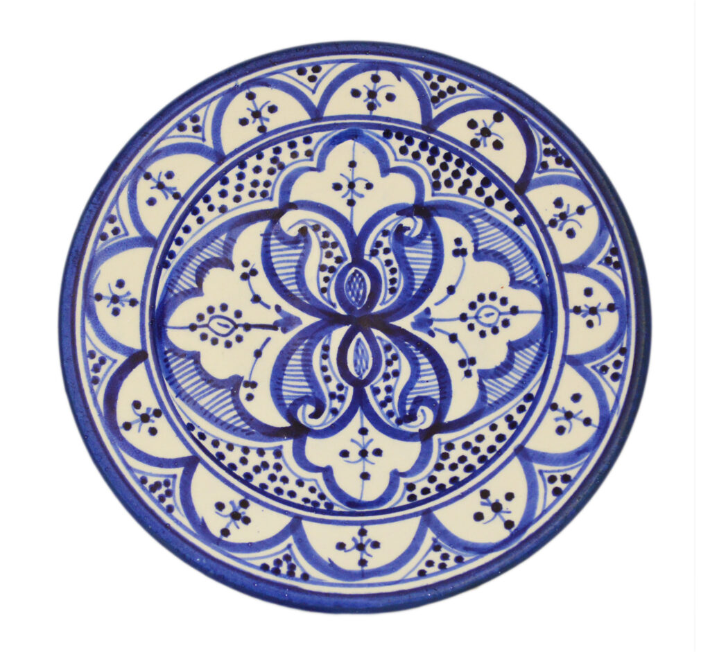 Fes Blue Ceramic Serving Plate Handmade 8" - Treasure of Morocco