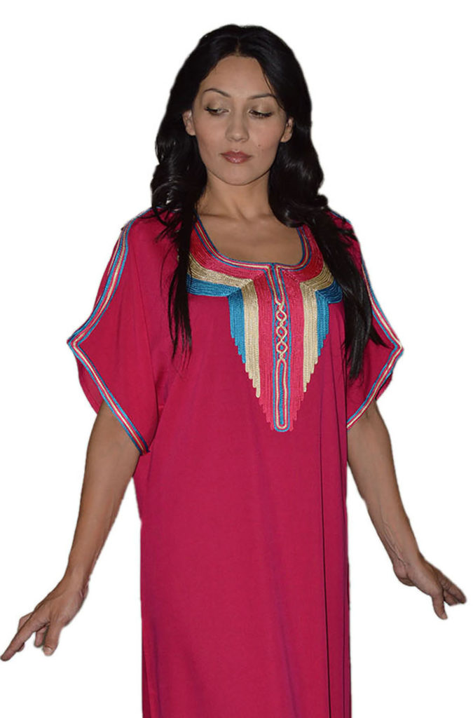 Radya Magenta Moroccan Woman Casual Kaftan - Treasure of Morocco